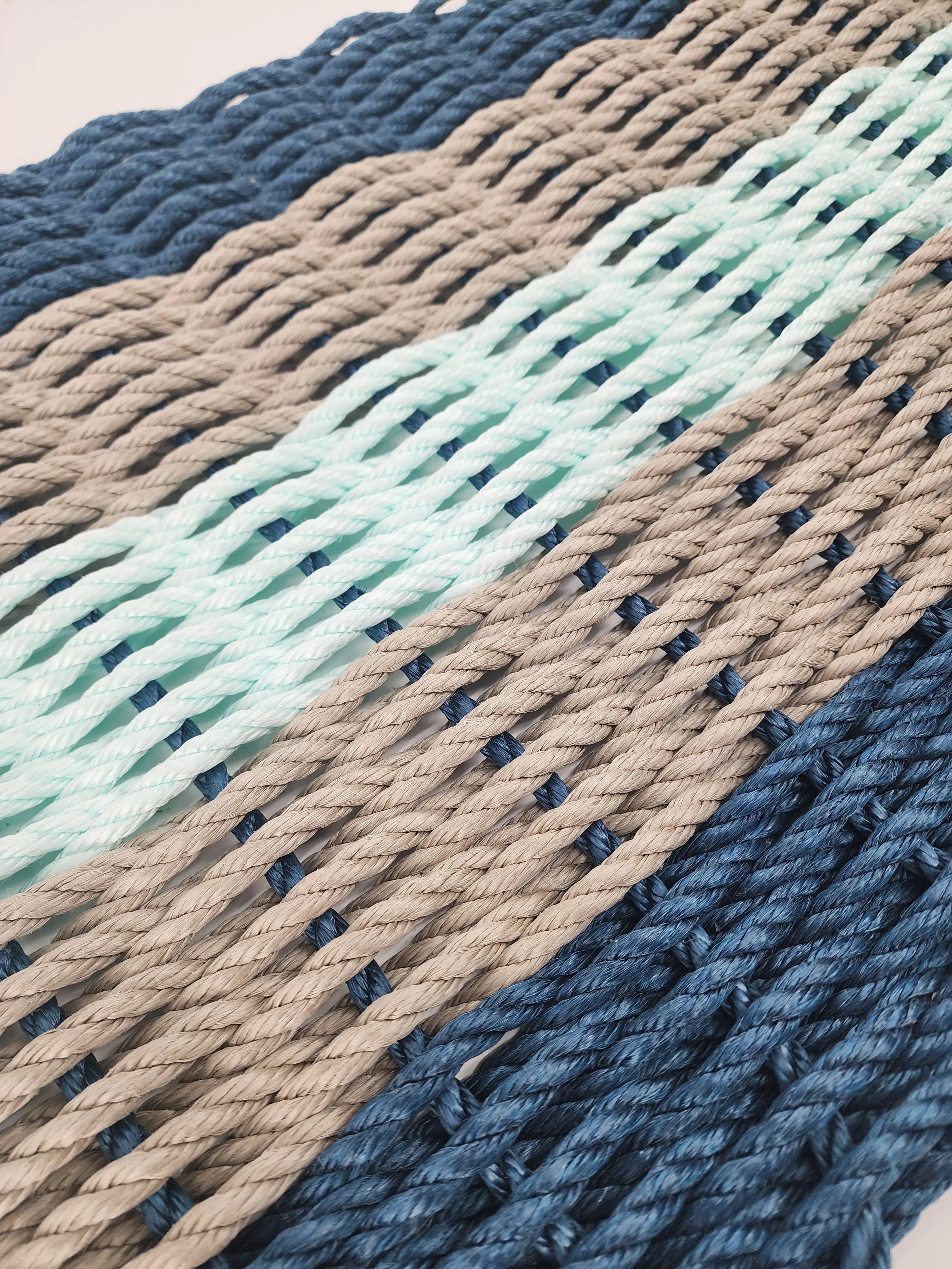 Five Stripe Rope Mat made with Lobster Rope Navy, – Little Salty Rope
