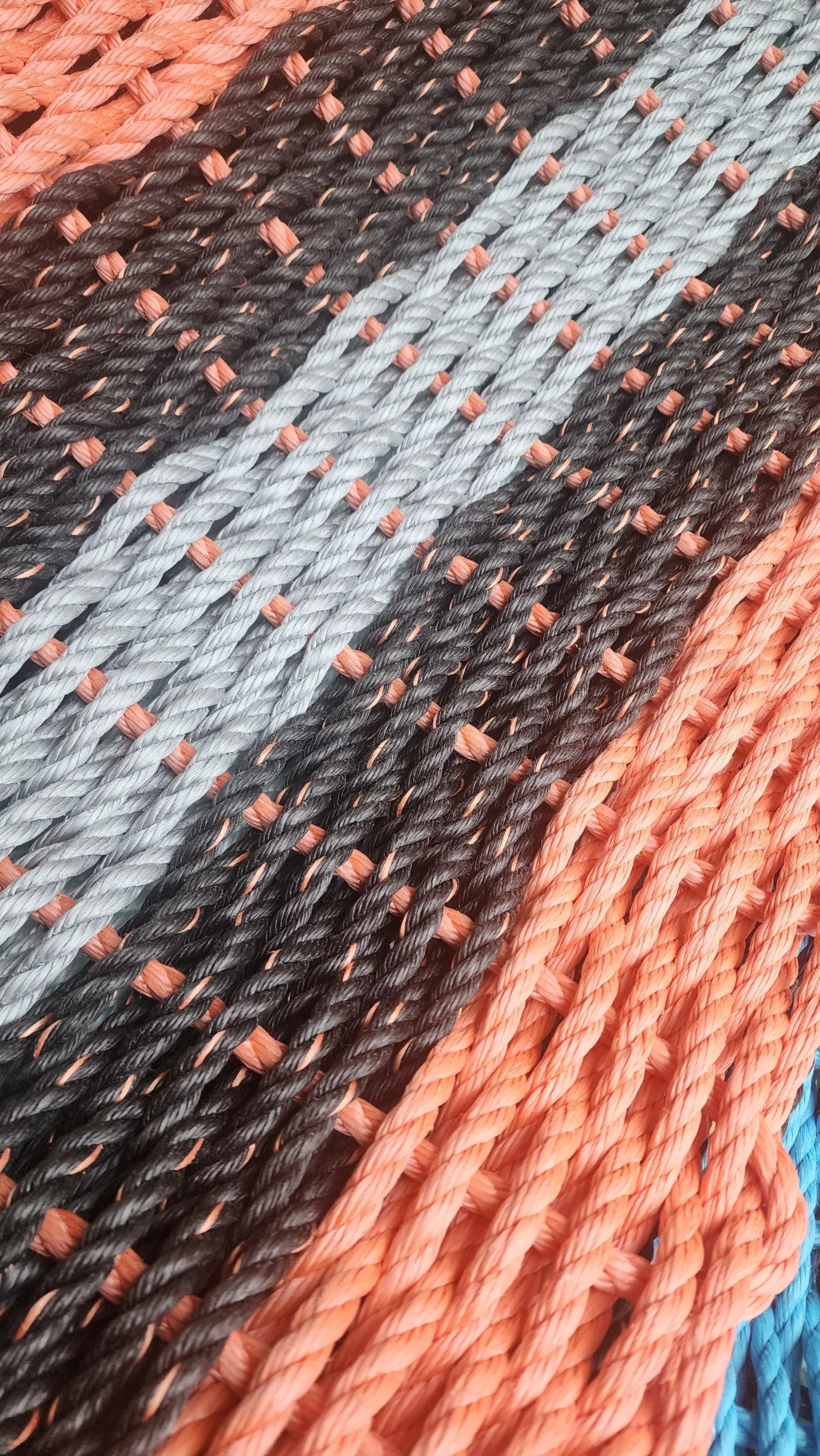 31 x 18 Inch Lobster Rope Mat, 5 Stripe Orange Black Gray – Little ...