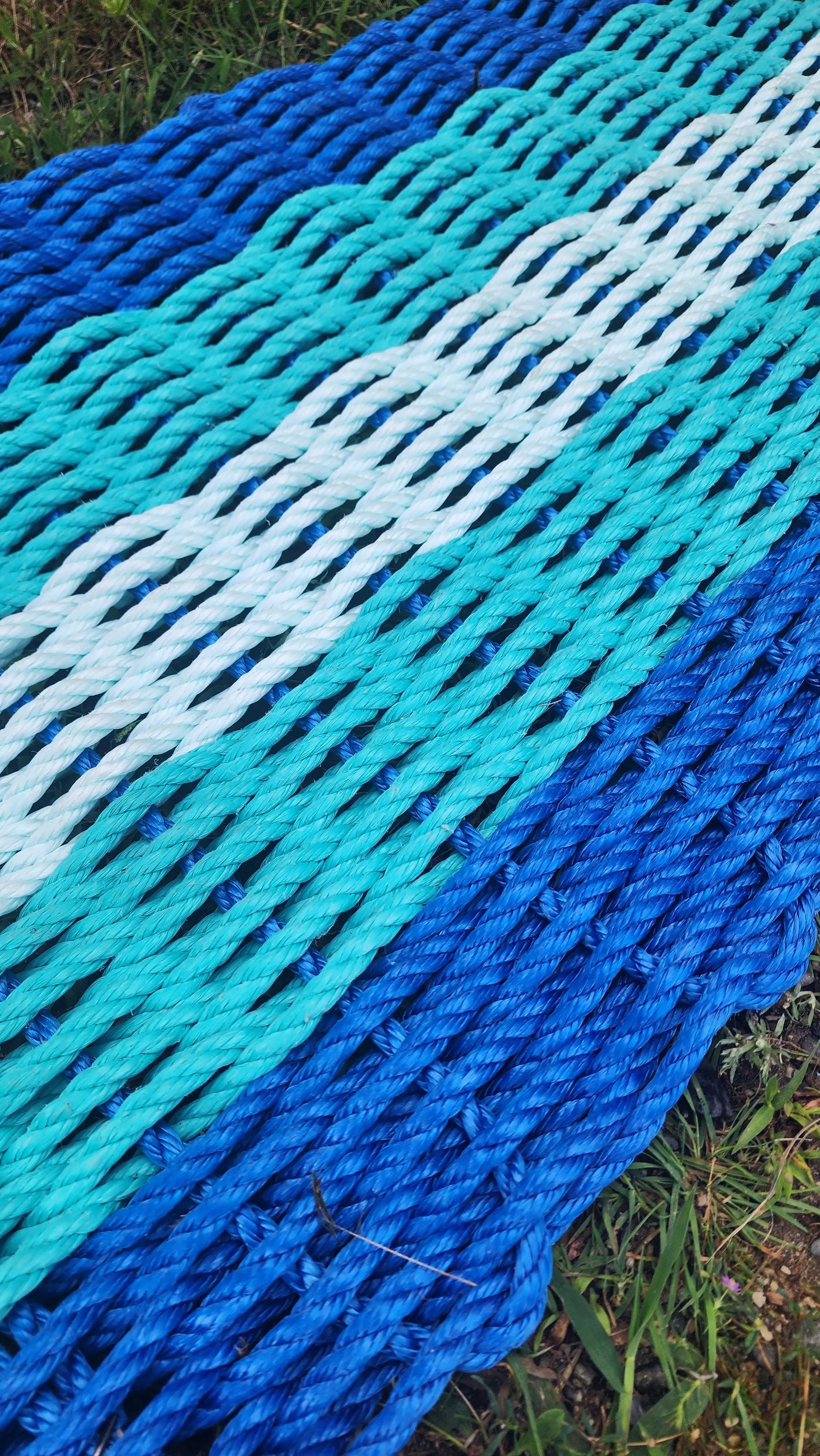 5 Stripe Lobster Rope Mat Blue, Teal and Seafoam – Little Salty Rope
