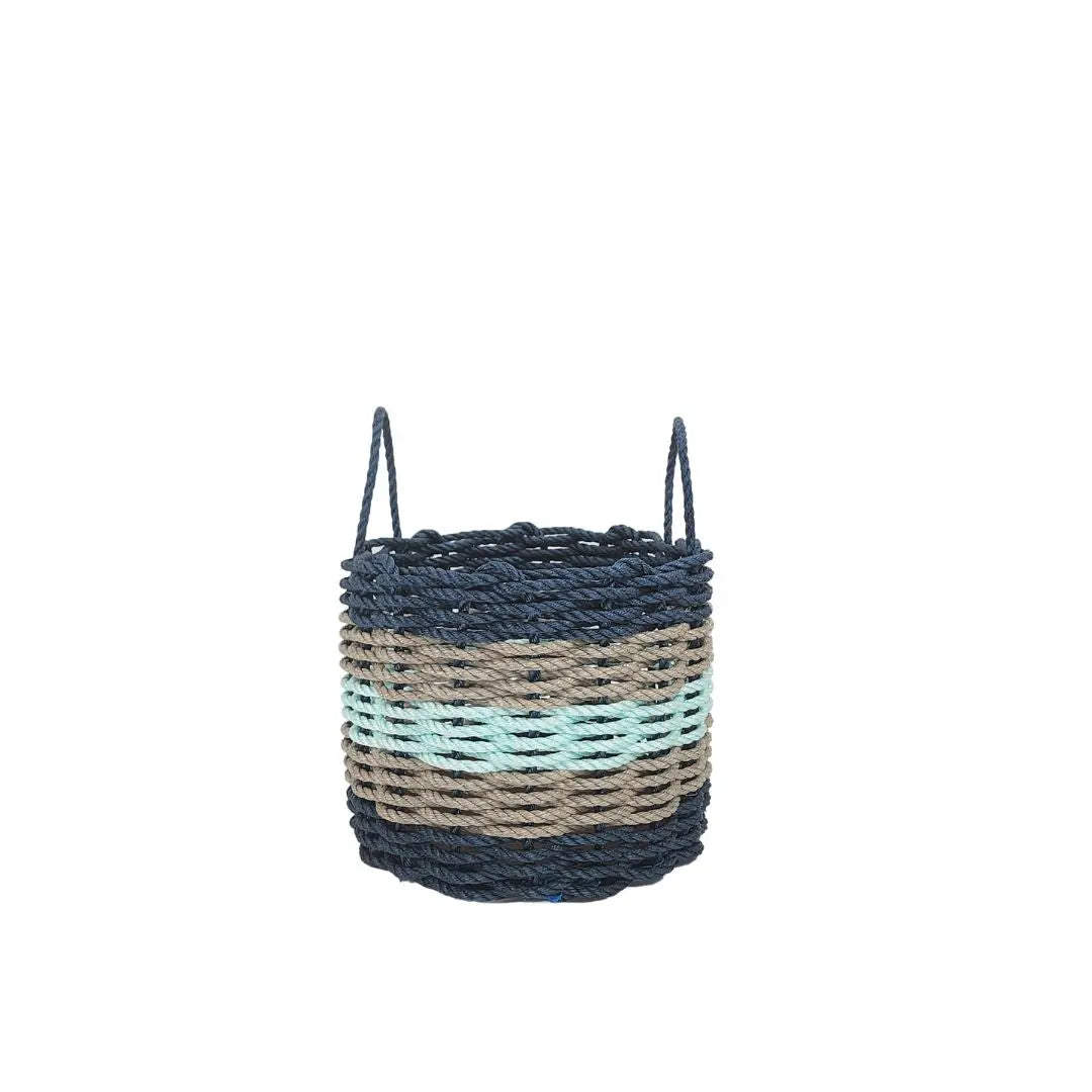 Lobster Rope Storage Basket Navy, Tan and Seafoam – Little Salty Rope