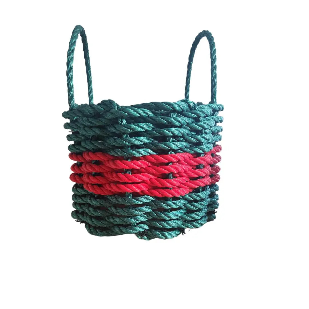 Authentic Maine Lobster Rope Storage Basket Green and Red Christmas ...