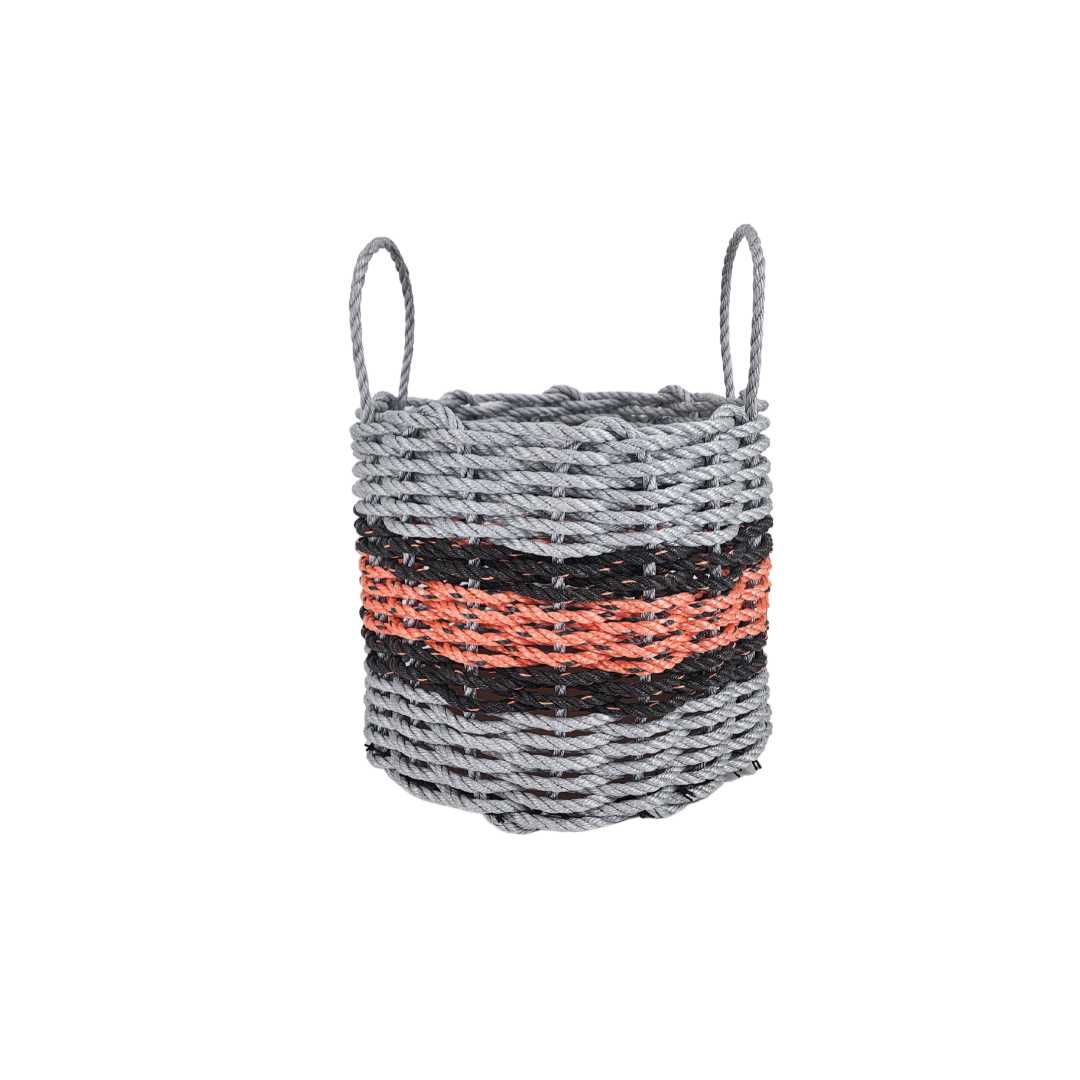 Gray and Salmon Lobster Rope Basket, Handmade - Little Salty Rope