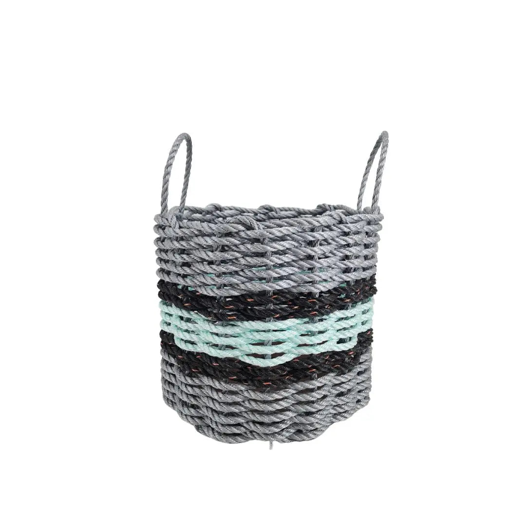 Lobster Rope Basket Light Gray and Seafoam, Black Accents - Little ...