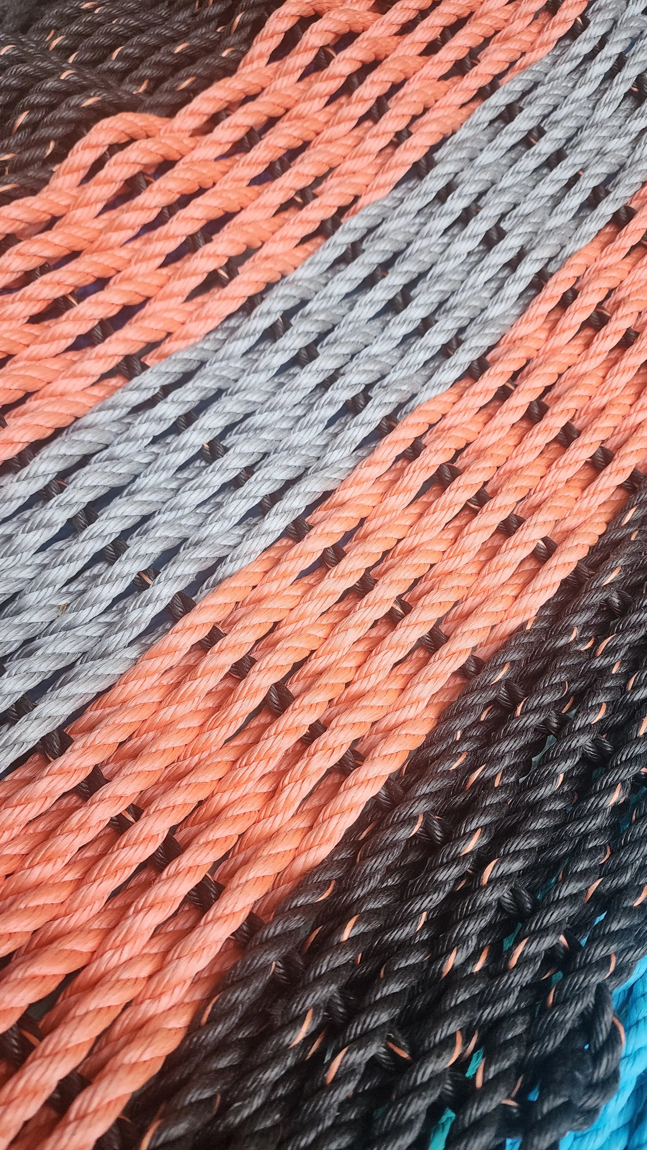 31 x 18 Inch Lobster Rope Mat, 5 Stripe Black w/flecks, orange gray ...