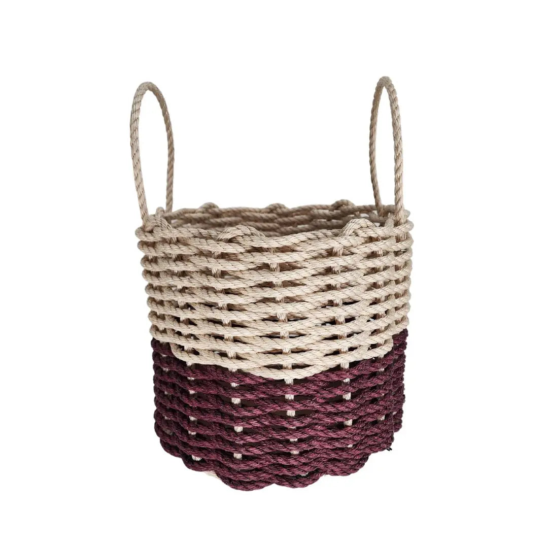 Burgundy and Light Tan Basket - Little Salty Rope