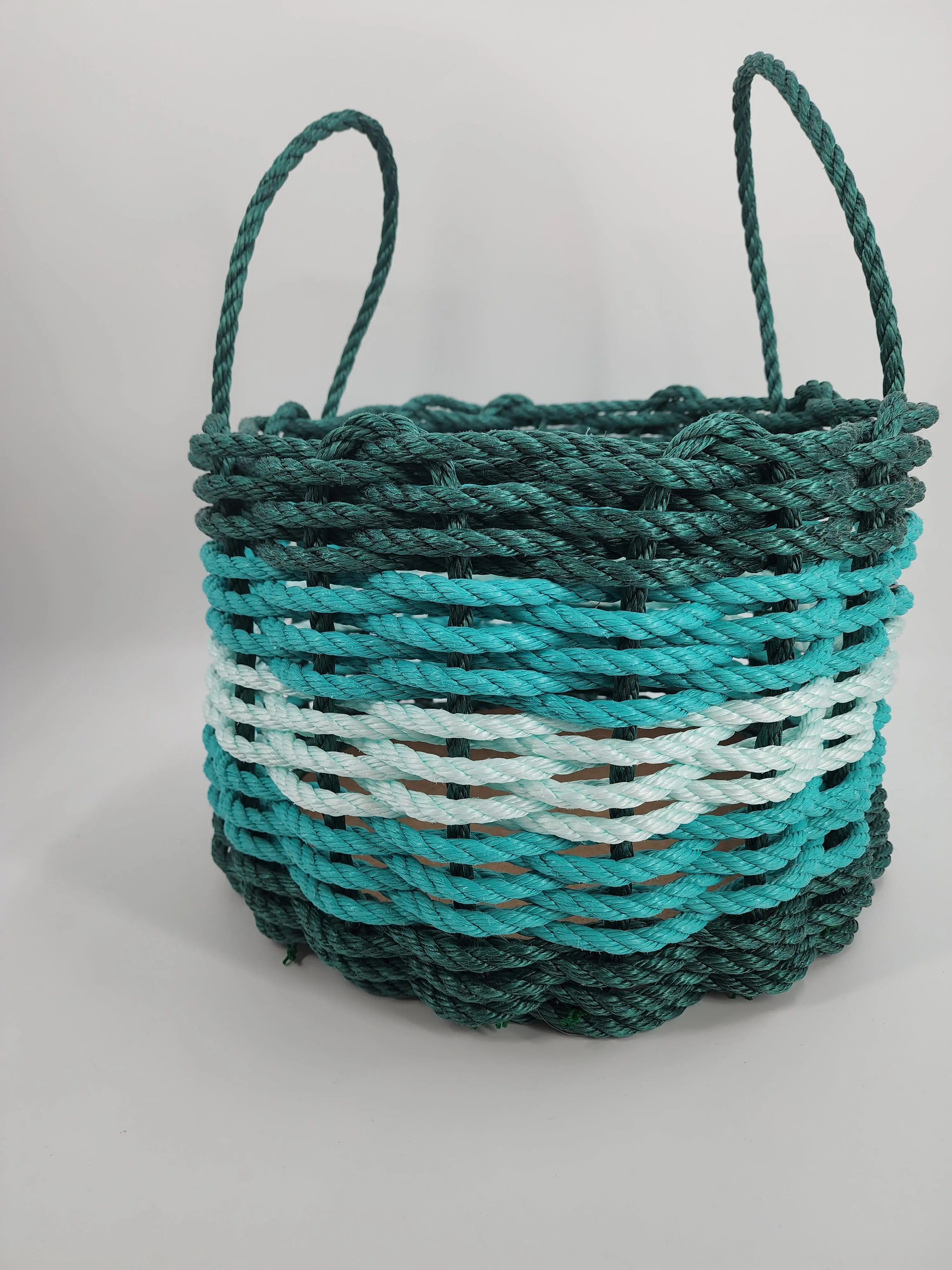 Authentic Maine Lobster Rope Storage Basket, Hunter Green, Teal and Se ...
